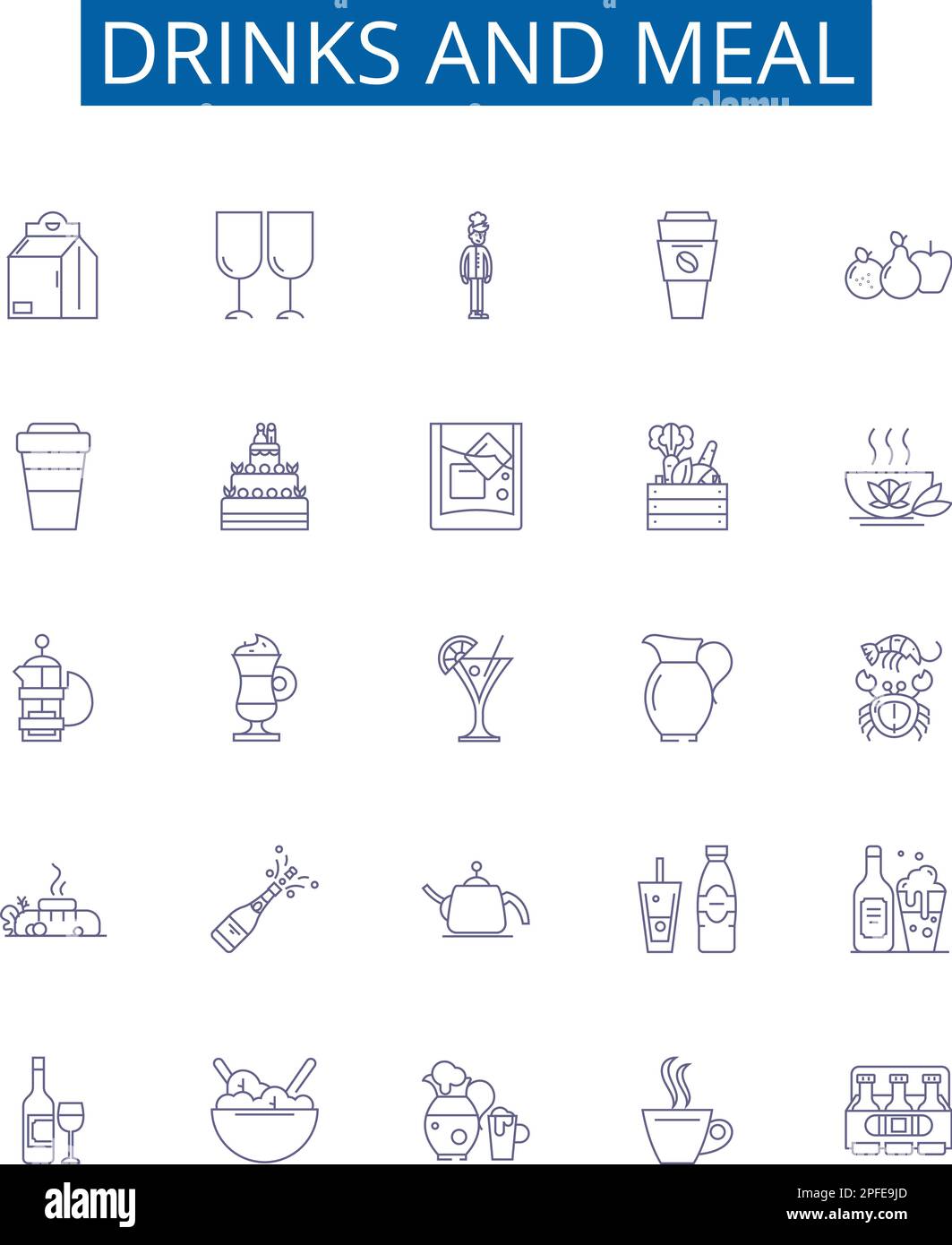 Drinks and meal line icons signs set. Design collection of Beverages, Food, Dining, Soda, Beer ...
