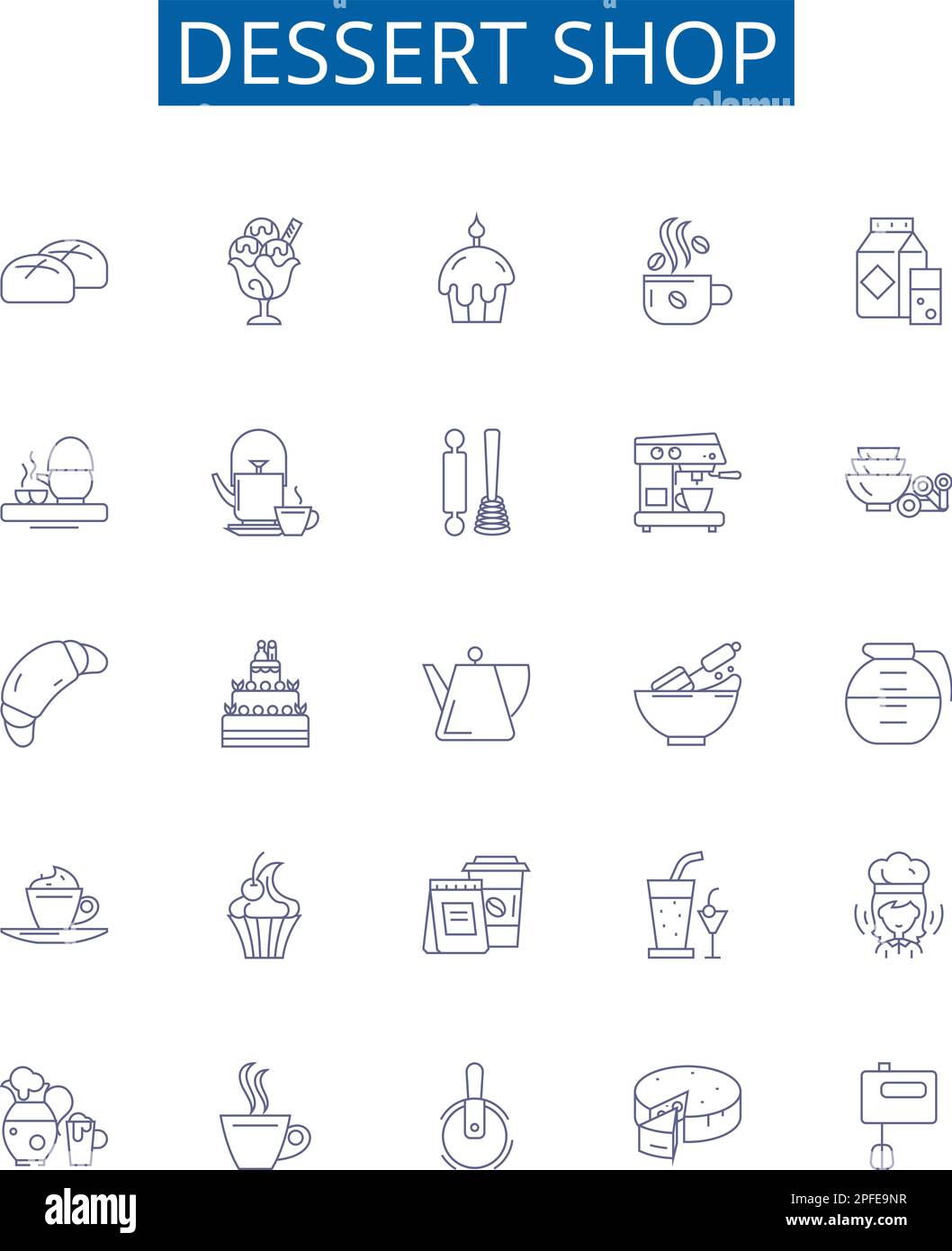 Dessert shop line icons signs set. Design collection of dessert, shop, bakery, pastry ...