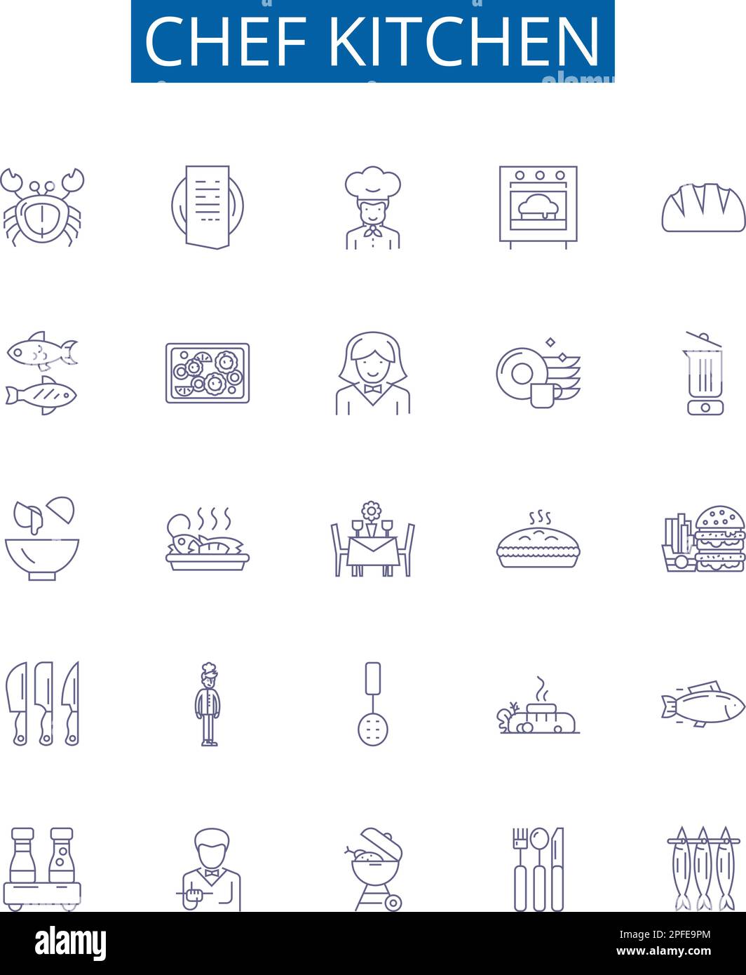 Chef kitchen line icons signs set. Design collection of Cooking ...