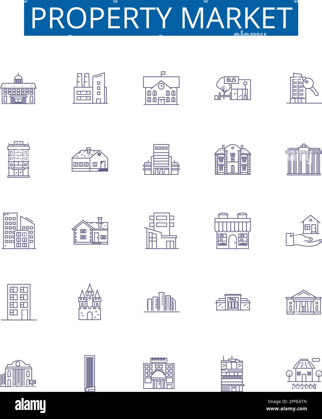 Property market line icons signs set. Design collection of real estate, property, housing ...