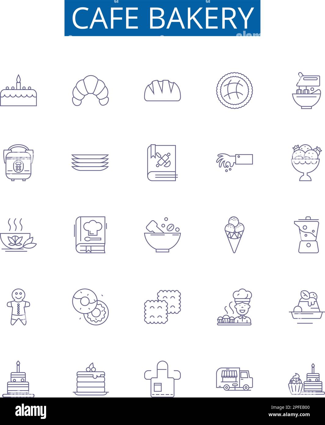 Cafe bakery line icons signs set. Design collection of Cafe, Bakery, Coffee, Pastries, Cupcakes ...
