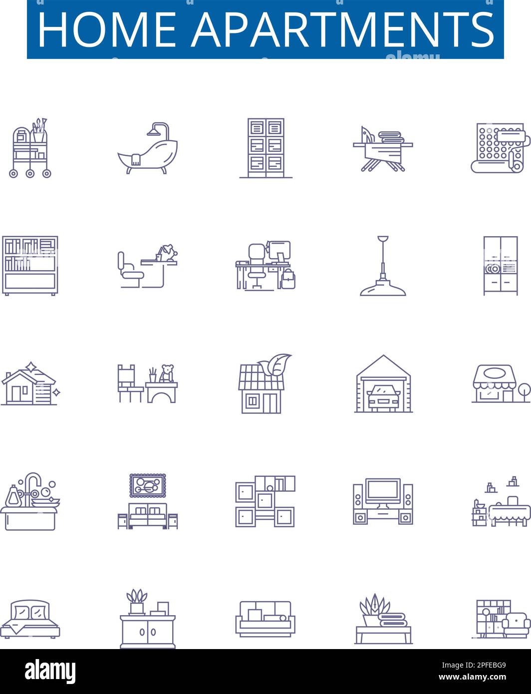 Home apartments line icons signs set. Design collection of Apartments ...