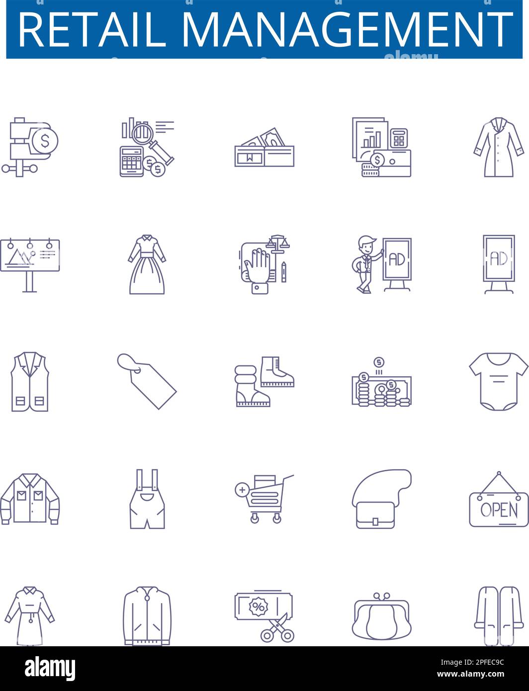 Retail Management Line Icons Signs Set Design Collection Of Retail