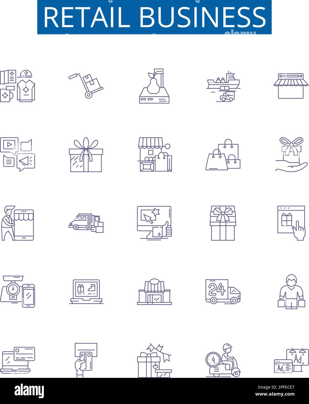 Retail business line icons signs set. Design collection of Retail ...