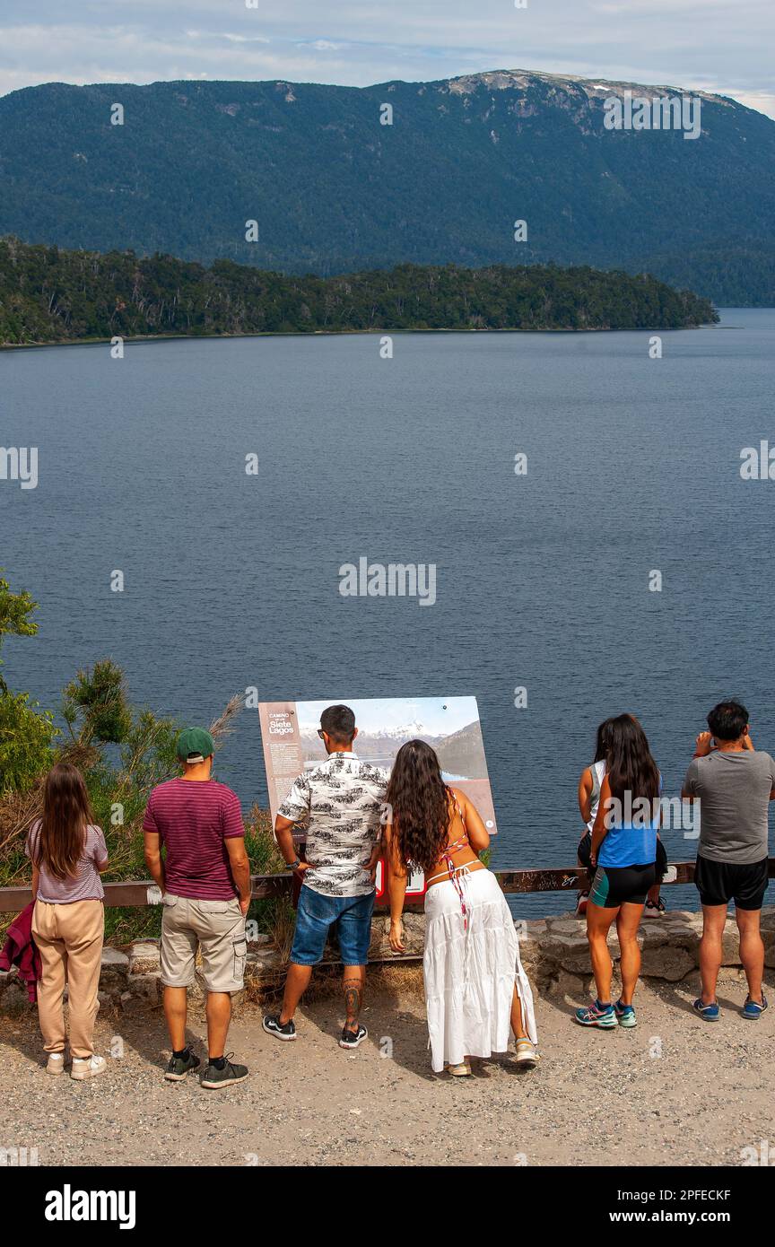 Lake Espejo Chico as seen from the lookout at Seven lakes Road, Ruta 40 ...