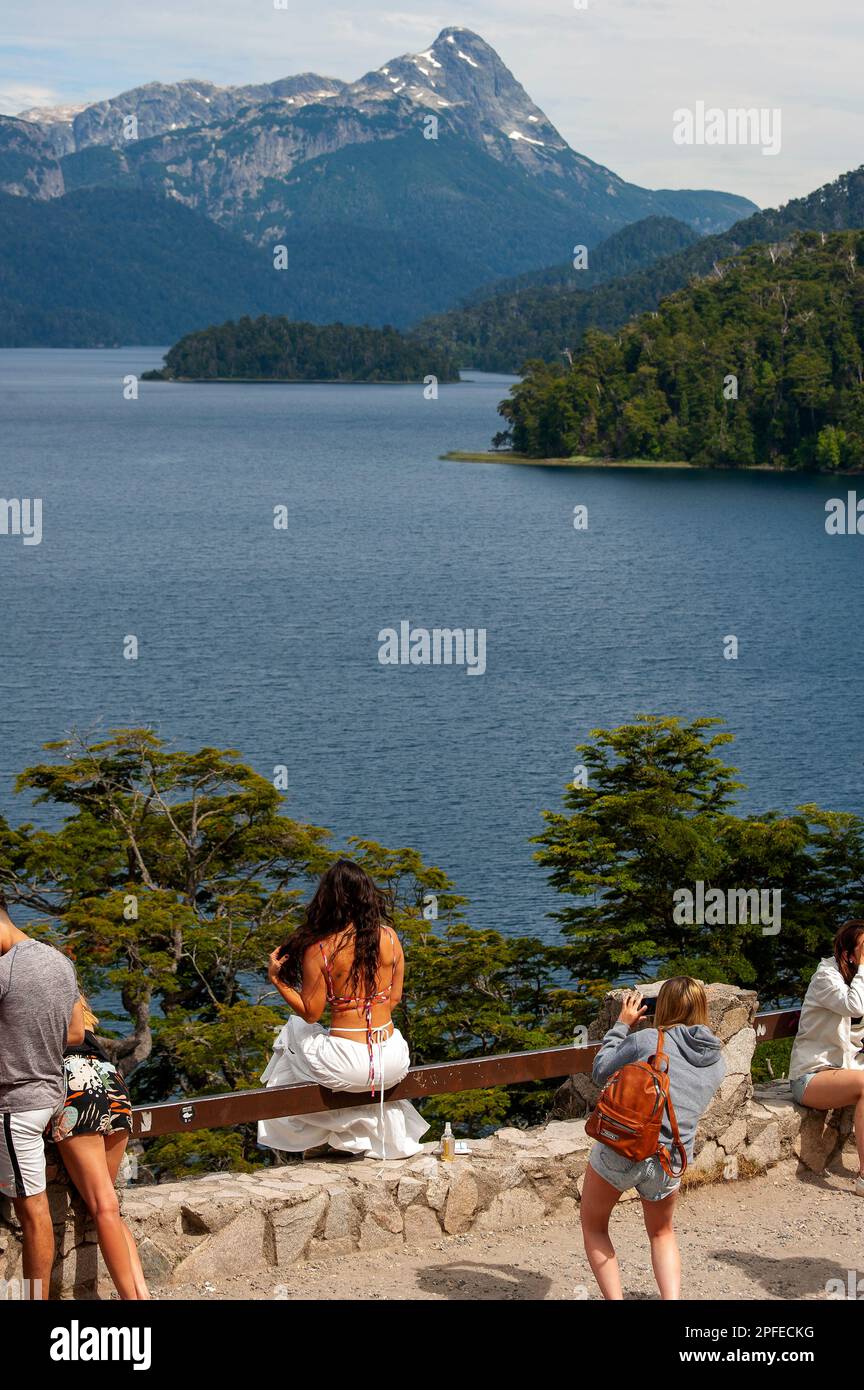 Lake Espejo Chico as seen from the lookout at Seven lakes Road, Ruta 40 ...