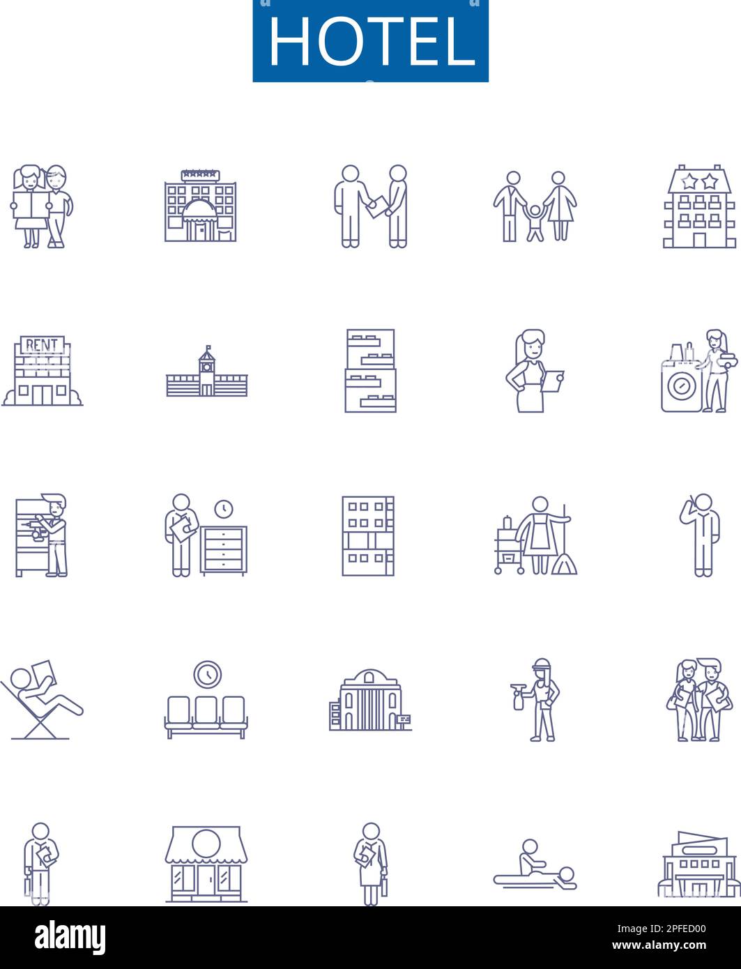 Hotel line icons signs set. Design collection of Hotel, Accommodation ...