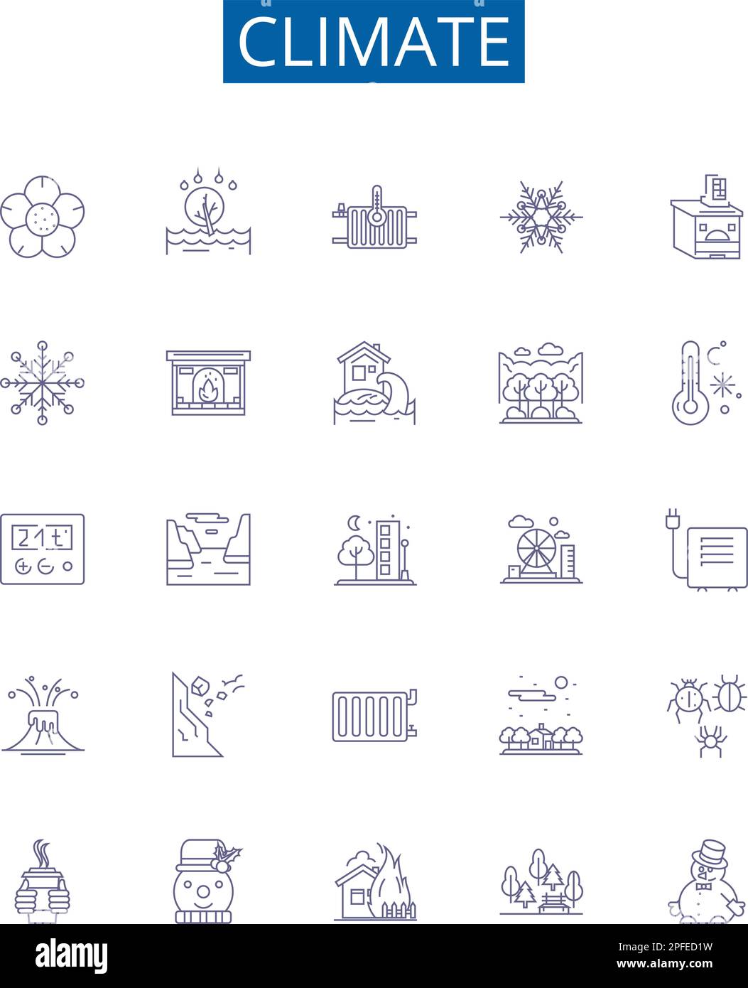 Climate Line Icons Signs Set Design Collection Of Weather Temperature Clouds Humidity