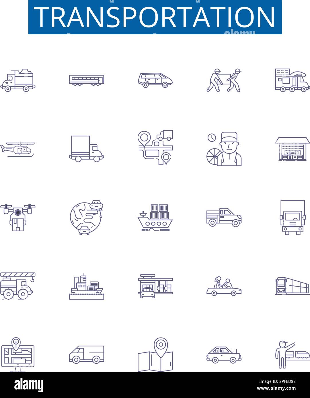 Transportation line icons signs set. Design collection of Transport ...