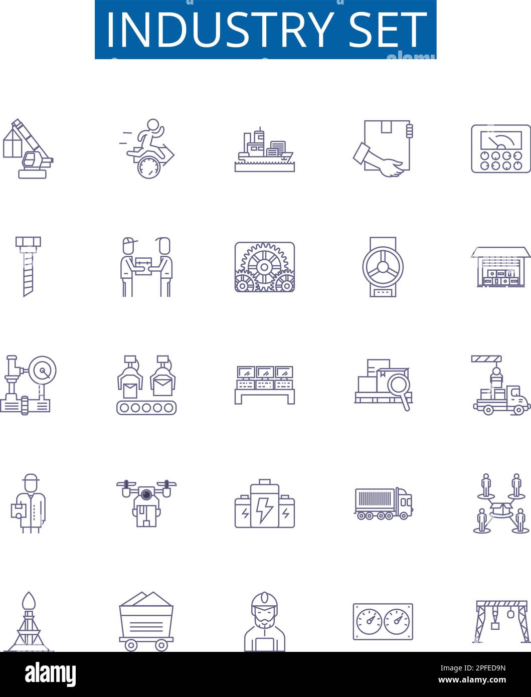Industry set line icons signs set. Design collection of Factory ...