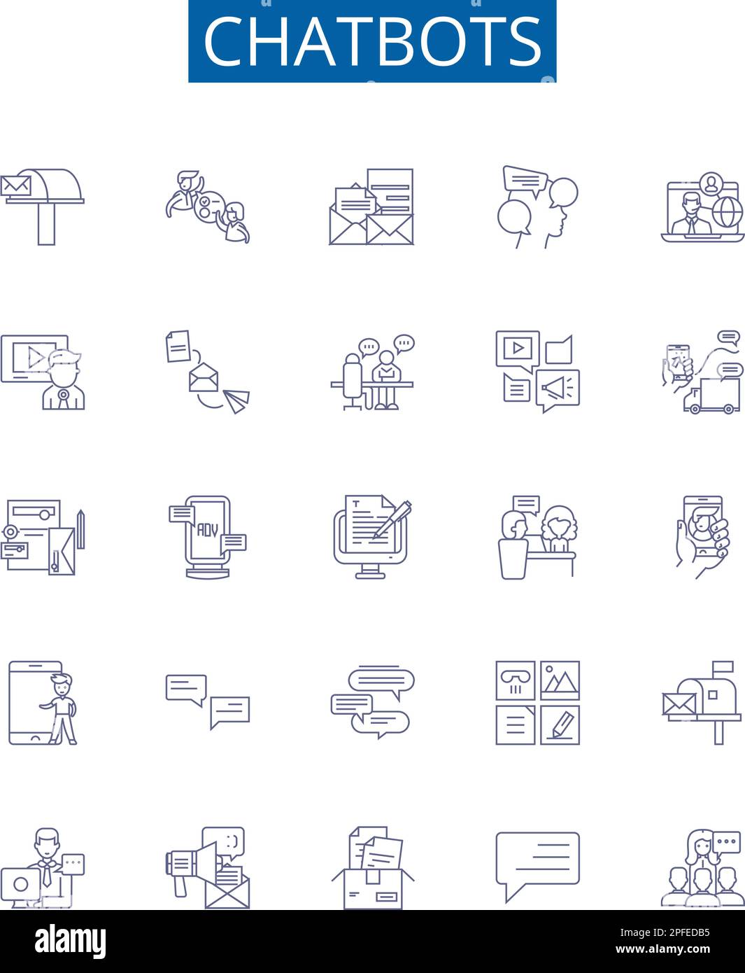 Chatbots line icons signs set. Design collection of Chatbots ... Chatbots line icons signs set. Design collection of Chatbots ...