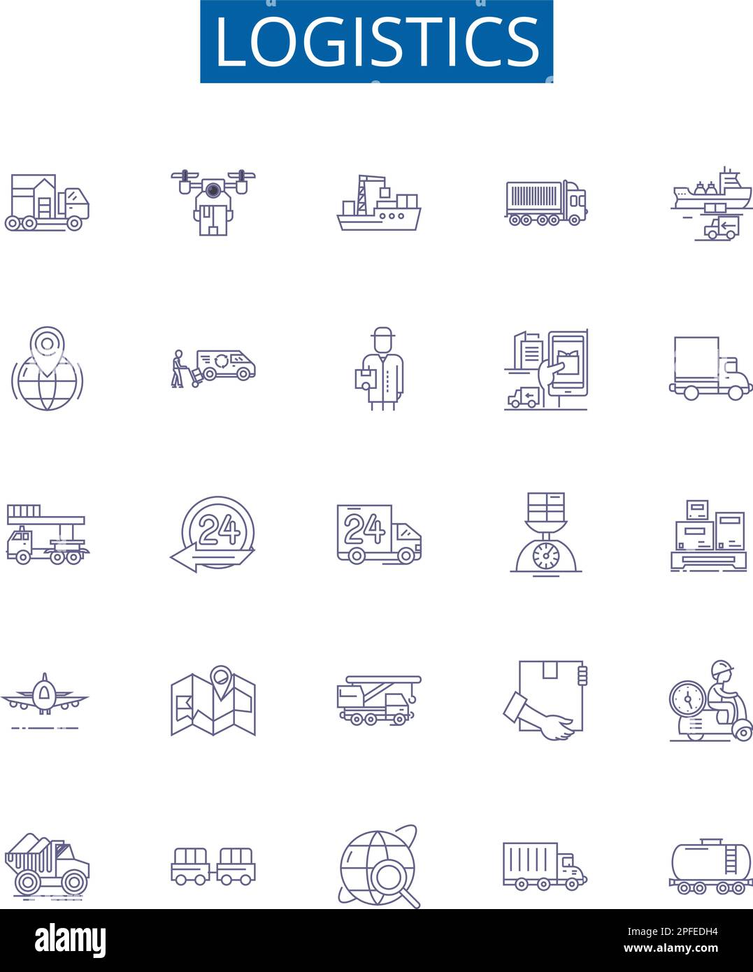 Logistics line icons signs set. Design collection of Distribution ... Logistics line icons signs set. Design collection of Distribution ...