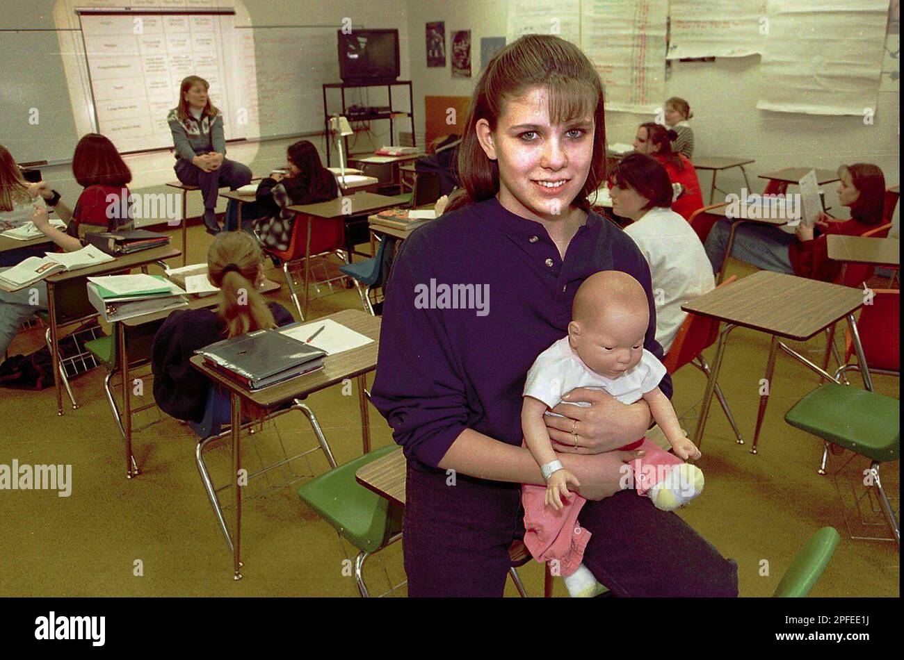 Lisa Johnson, a student at Capital High School in Helena, Mont., holds ...