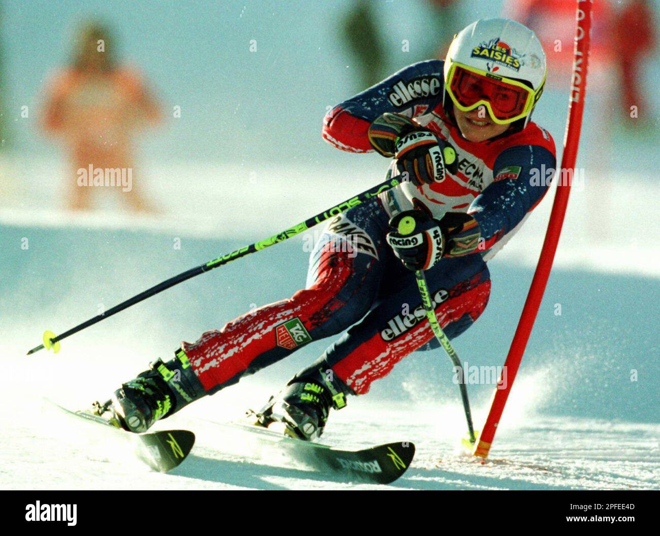 Leila Piccard of France passes a gate on her way to winning the bronze ...