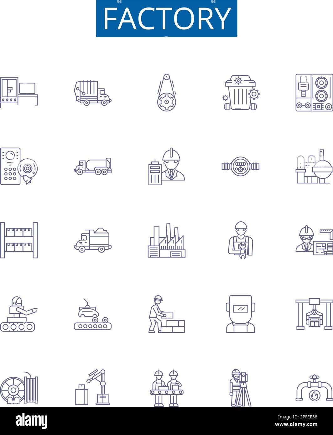 Factory line icons signs set. Design collection of Factory ...