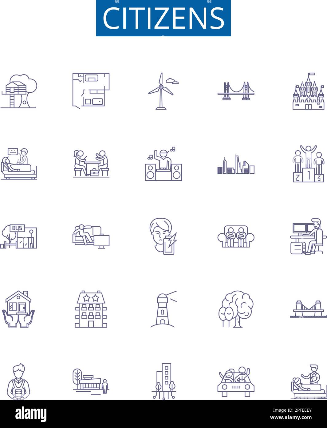 Citizens line icons signs set. Design collection of Citizens ...