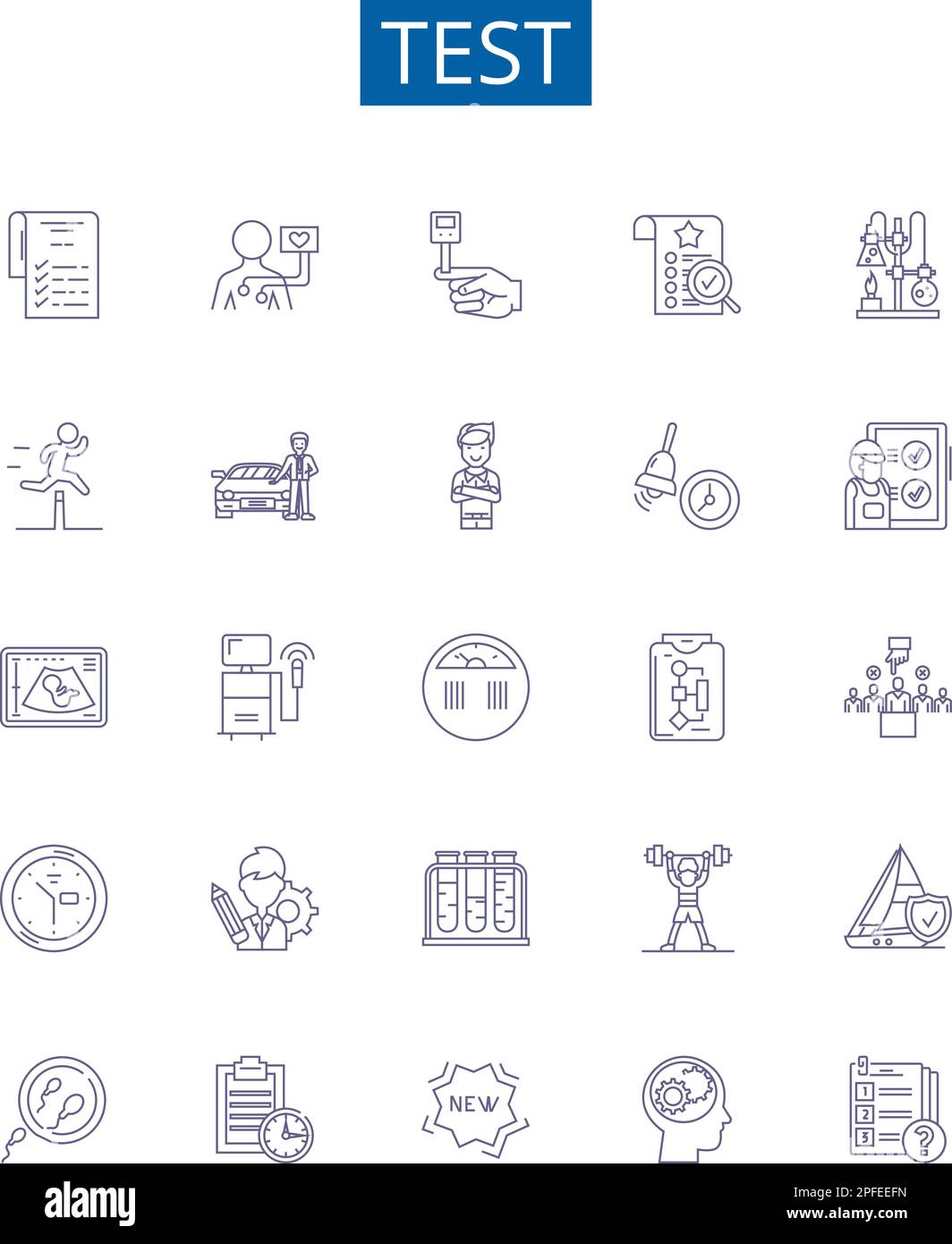 Test line icons signs set. Design collection of No periodExam, Assess ...
