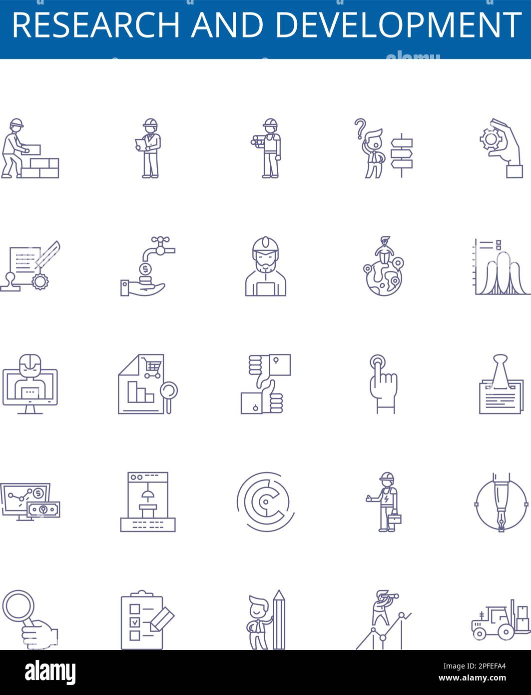 Research and development line icons signs set. Design collection of ... Research and development line icons signs set. Design collection of ...