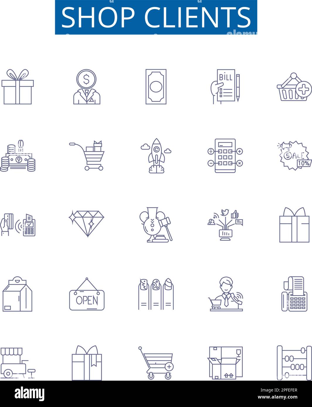 Shop clients line icons signs set. Design collection of Customers ...