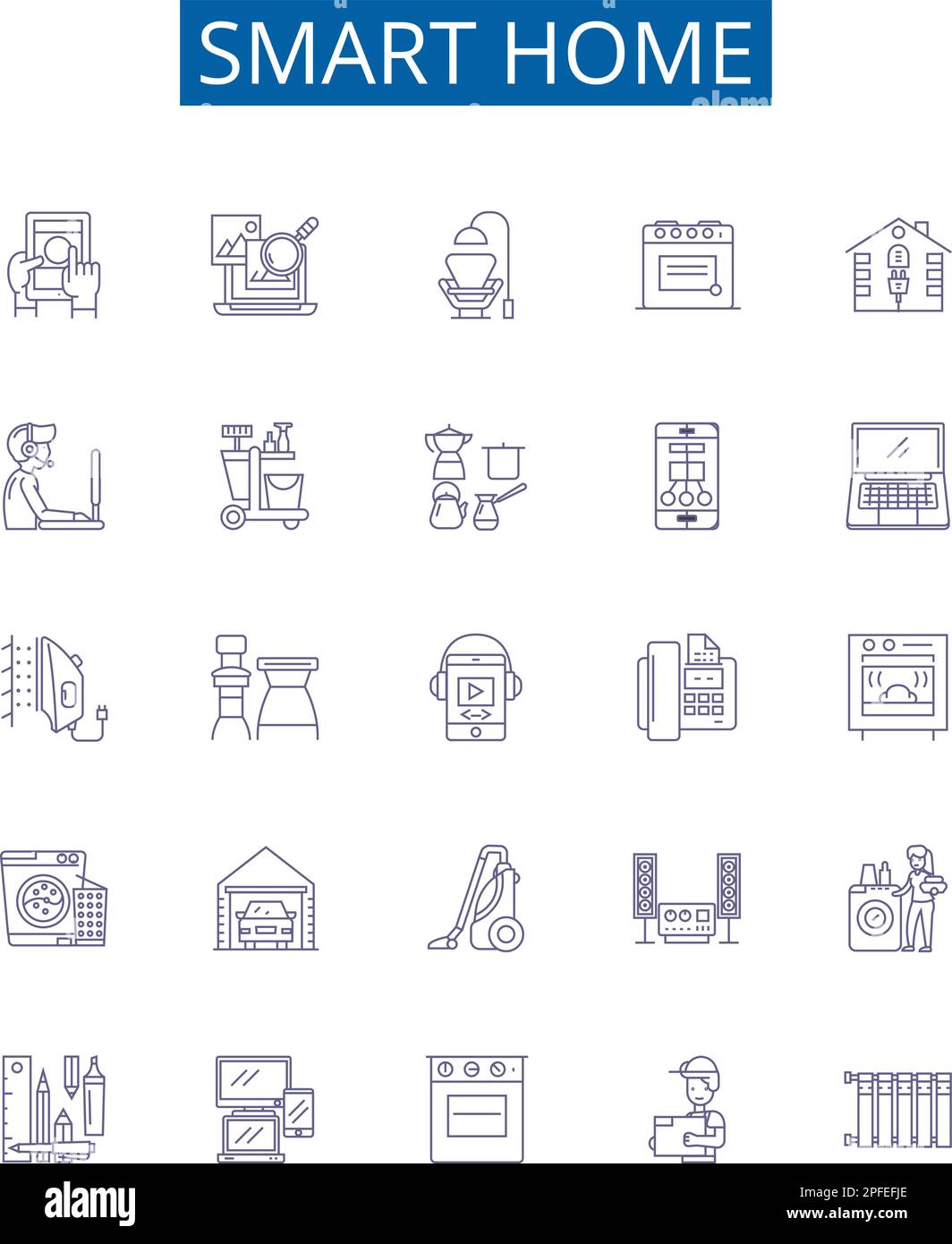 Smart home line icons signs set. Design collection of Smart, Home, Automation, Automated ...