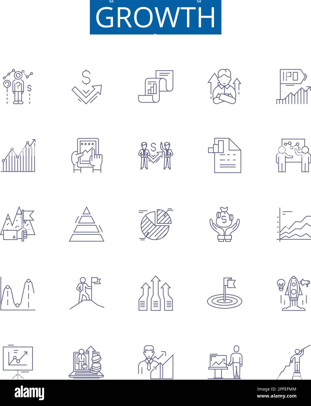 Growth line icons signs set. Design collection of Expansion ...