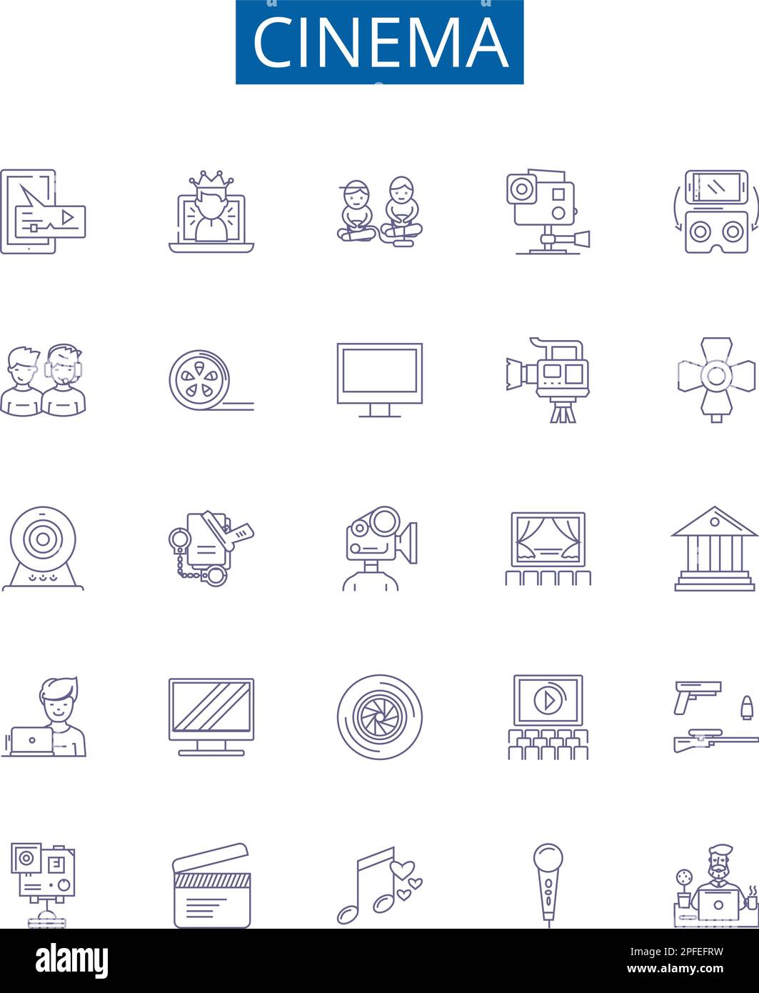 Cinema line icons signs set. Design collection of Film, Theater, Movie ...