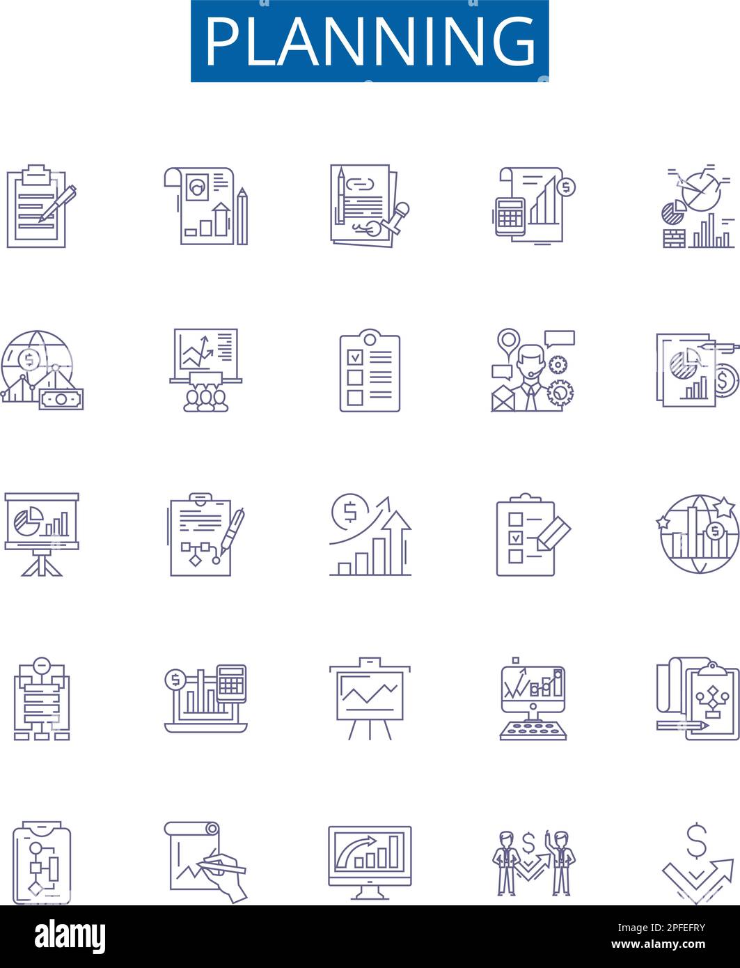 Planning line icons signs set. Design collection of Organizing ... Planning line icons signs set. Design collection of Organizing ...
