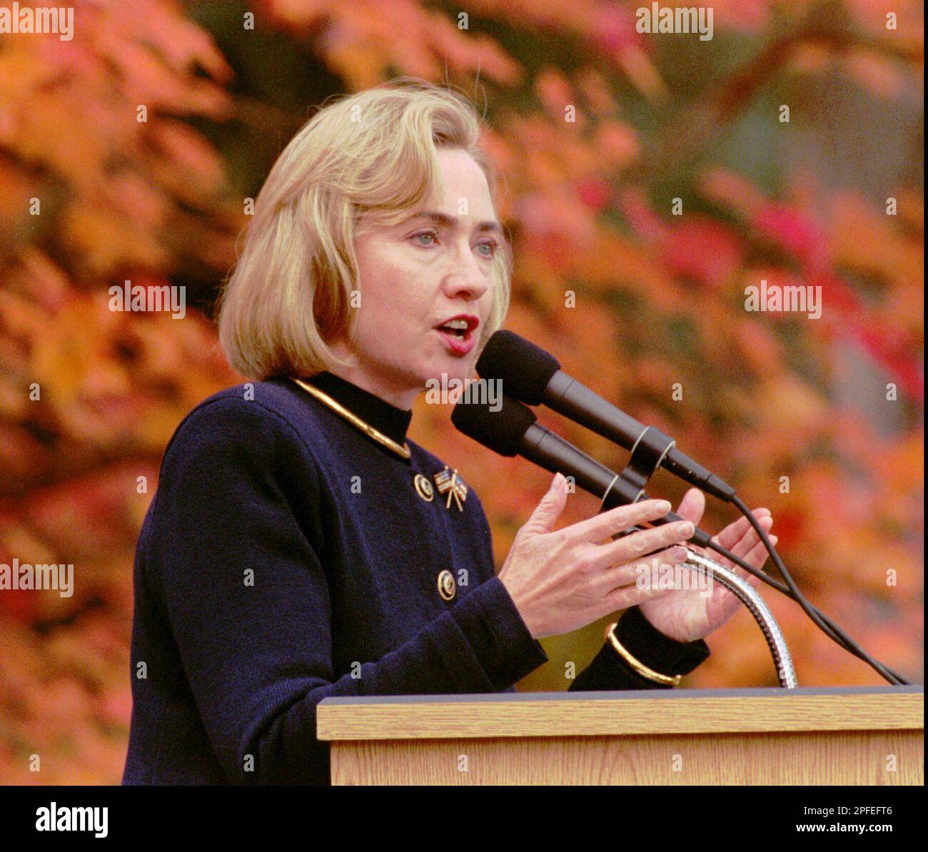 First lady Hillary Rodham Clinton addresses a crowd at Oregon State ...
