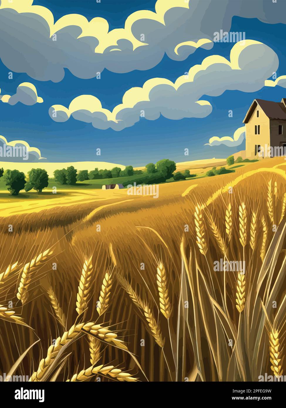 Wheat Field Sunset Vertical