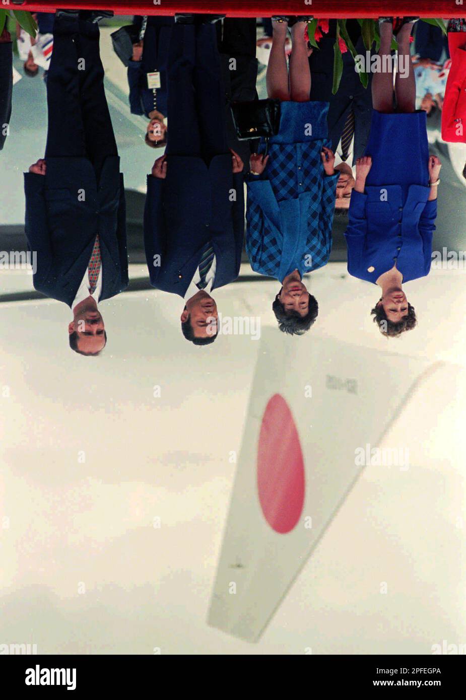 Standing from left: Costa Rican first lady Josette de Figueres ...