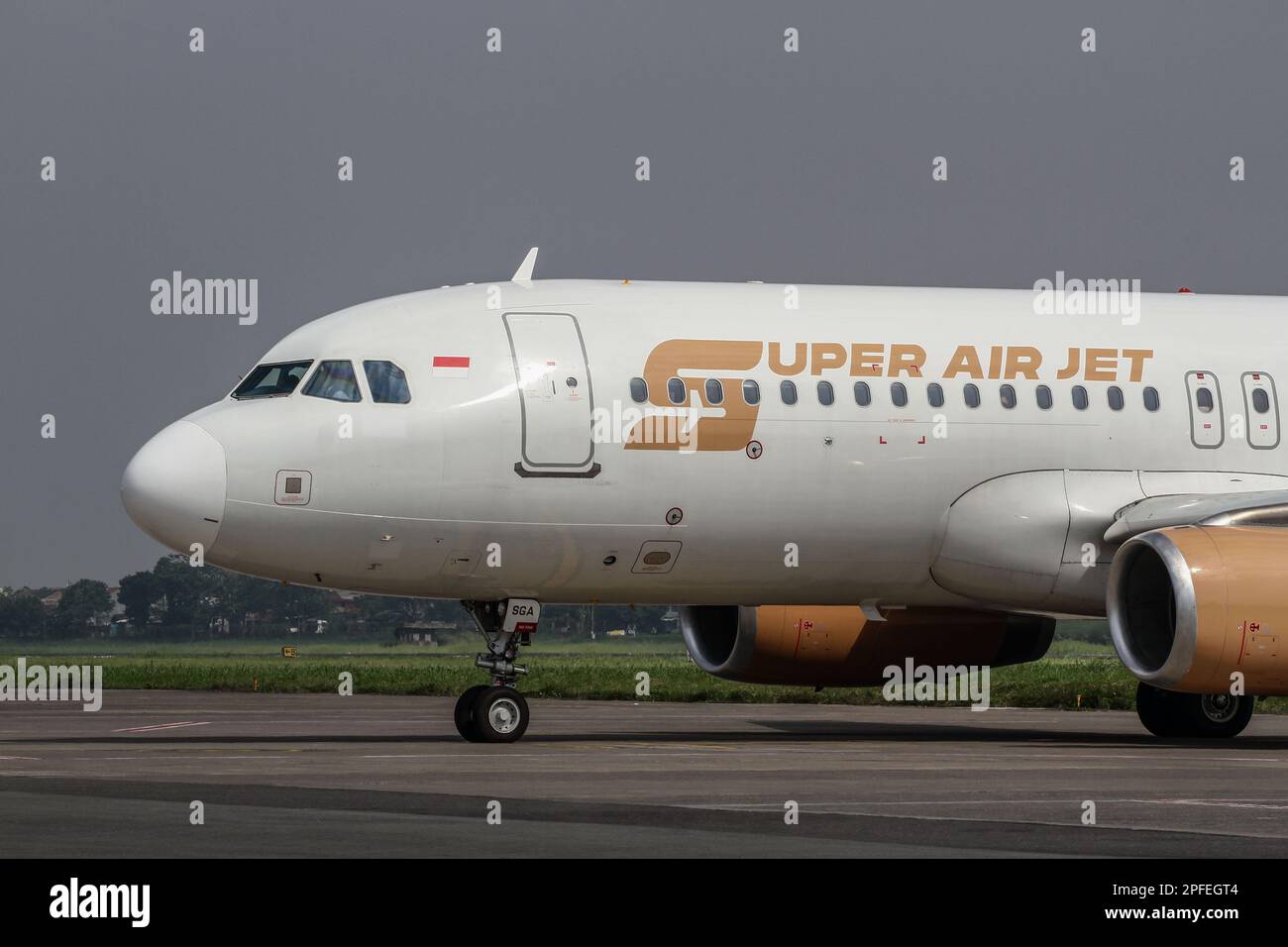 Bandung, West Java, Indonesia. 17th Mar, 2023. Super Air Jet aircraft ...