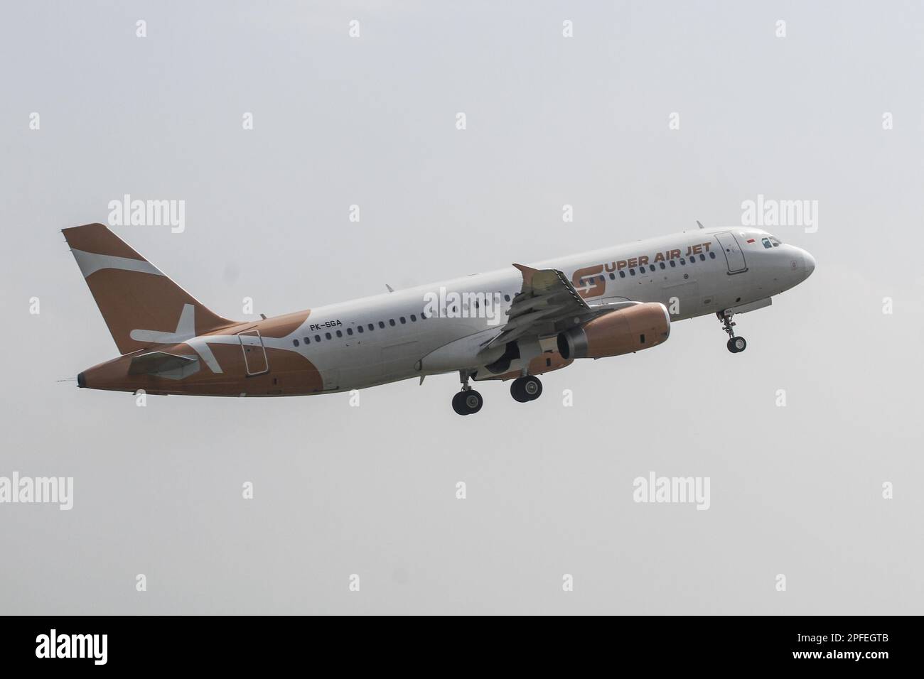 Bandung, West Java, Indonesia. 17th Mar, 2023. Super Air Jet aircraft ...