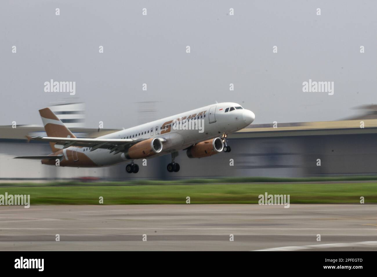 Bandung, West Java, Indonesia. 17th Mar, 2023. Super Air Jet aircraft ...