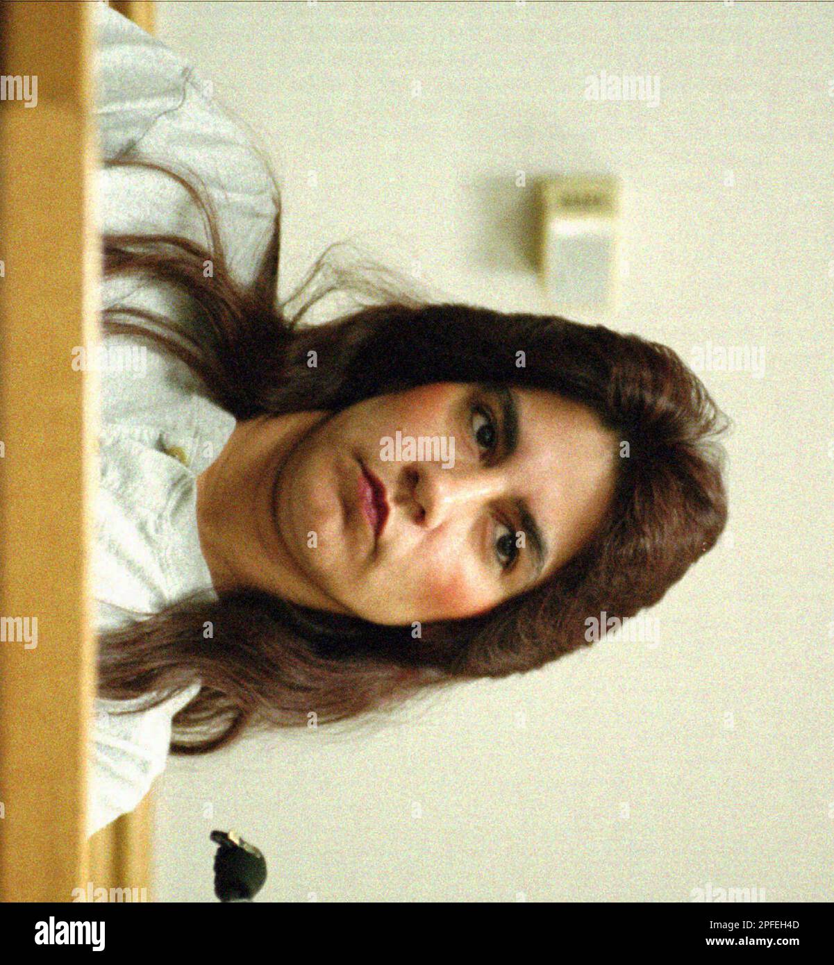 Prosecution witness Lillian Meegan stares at the prosecution as she ...