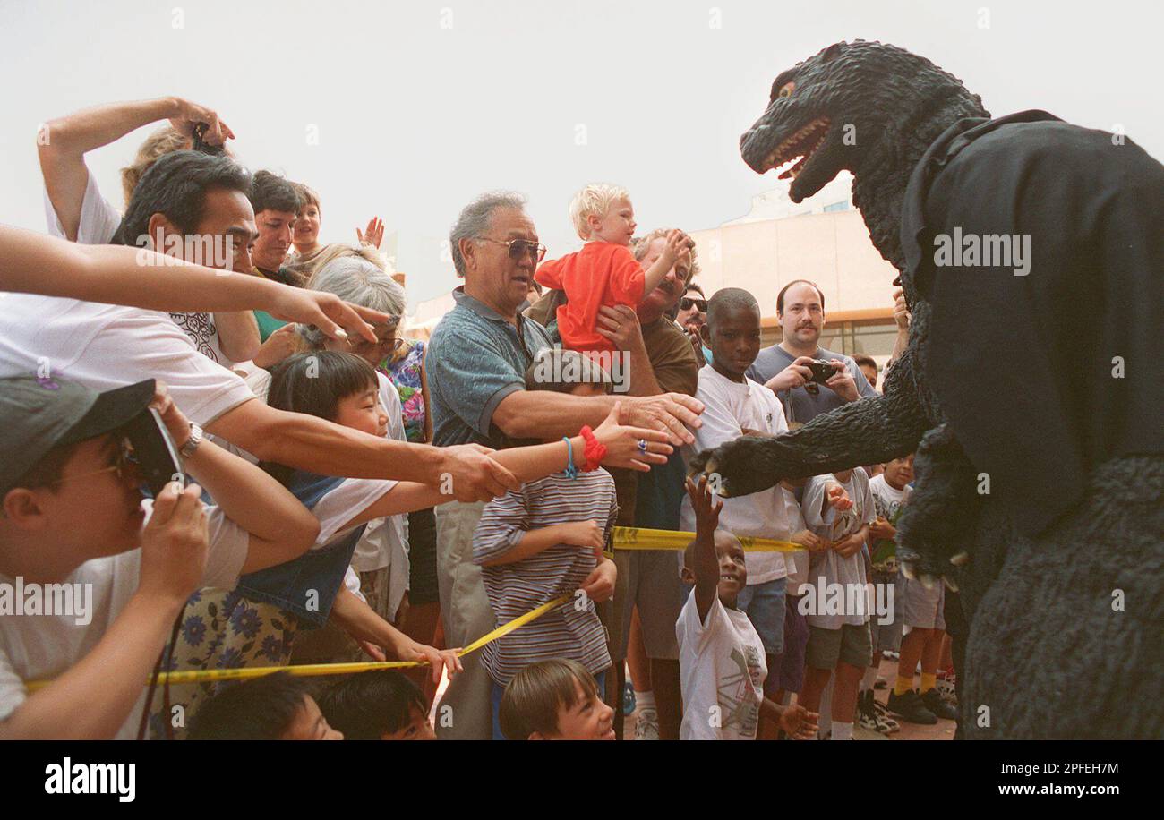 Historic Japanese movie character Godzilla meets the crowd at the ...