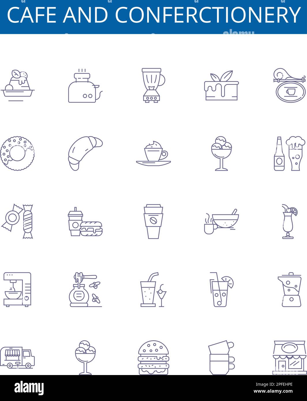 Cafe and conferctionery line icons signs set. Design collection of Cafe, Confectionery, Bakeshop ...