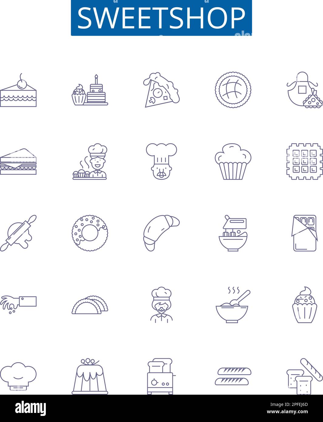 Sweetshop line icons signs set. Design collection of Candy, Sweet ...