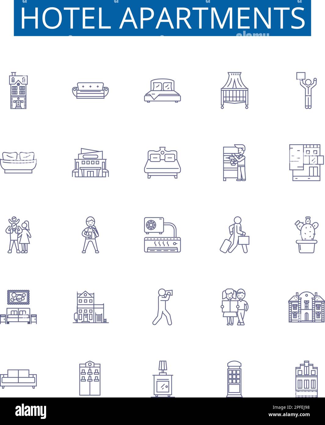 Hotel apartments line icons signs set. Design collection of Hotel ...