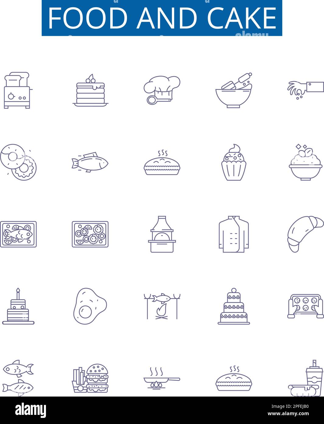 Food and cake line icons signs set. Design collection of Food, Cake ...