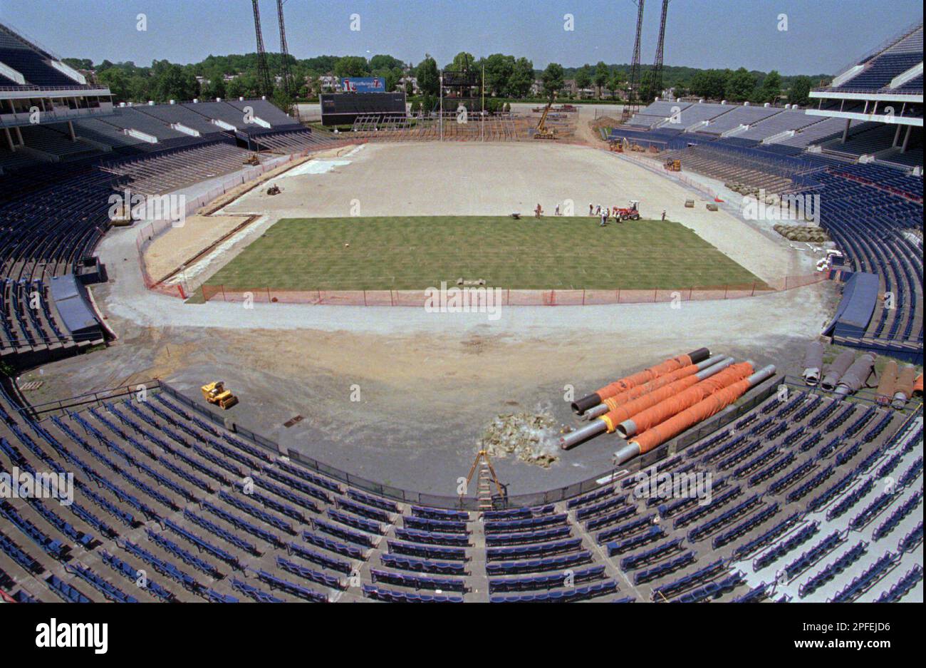 This is a general view of the "field of the future" being installed at ...