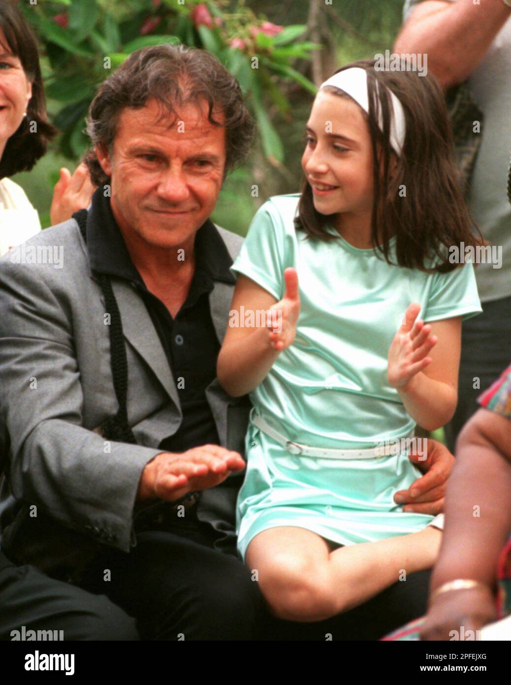 Actor Harvey Keitel and his daughter Stella watch a ceremony at the ...