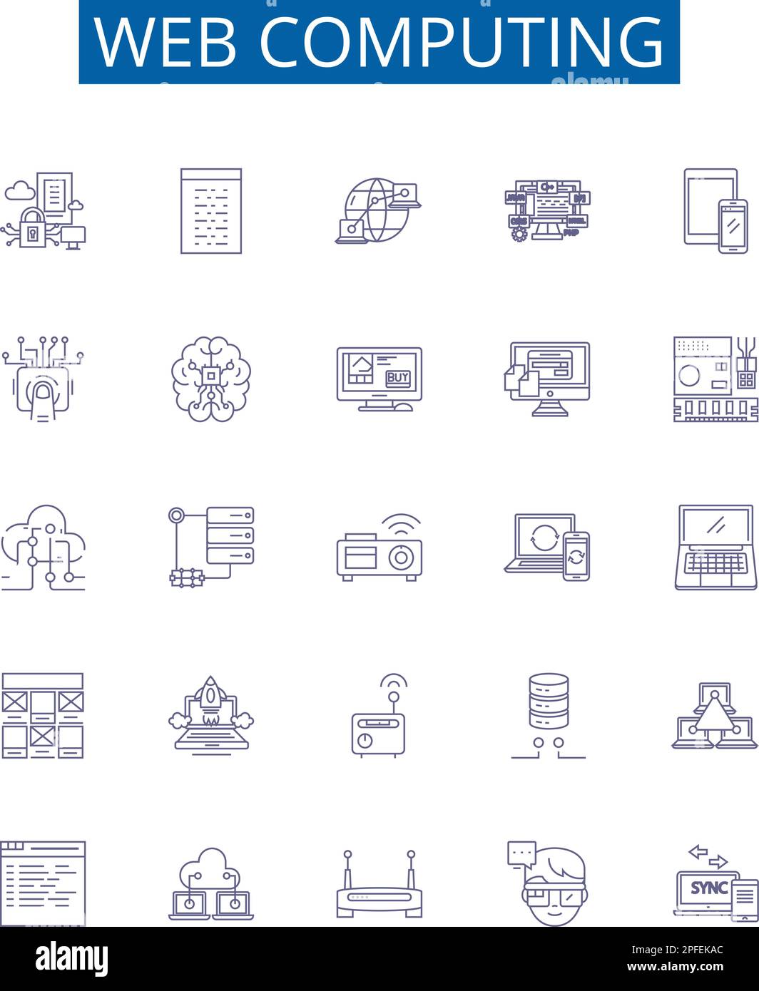 Web computing line icons signs set. Design collection of web, computing ... Web computing line icons signs set. Design collection of web, computing ...