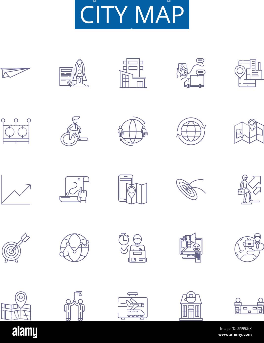 City map line icons signs set. Design collection of City, Map, Urban ...