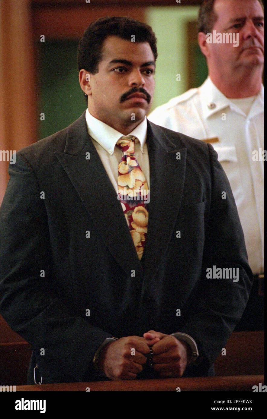 John Anthony Diaz stands at the start of a pre-trial hearing, Tuesday ...