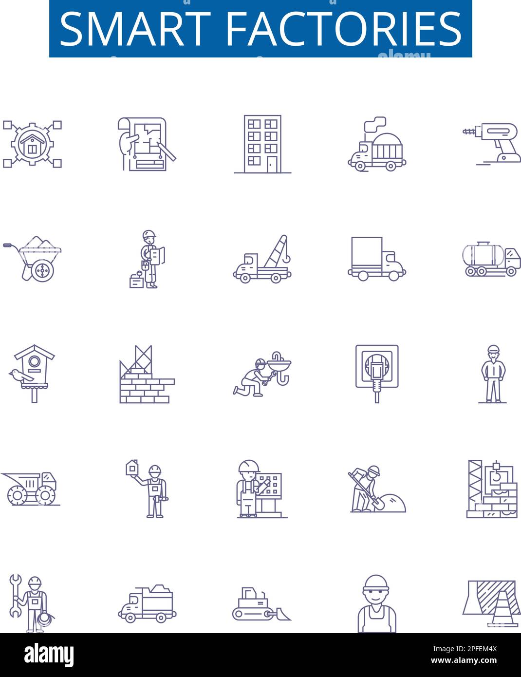 Smart Factories Line Icons Signs Set Design Collection Of Smart
