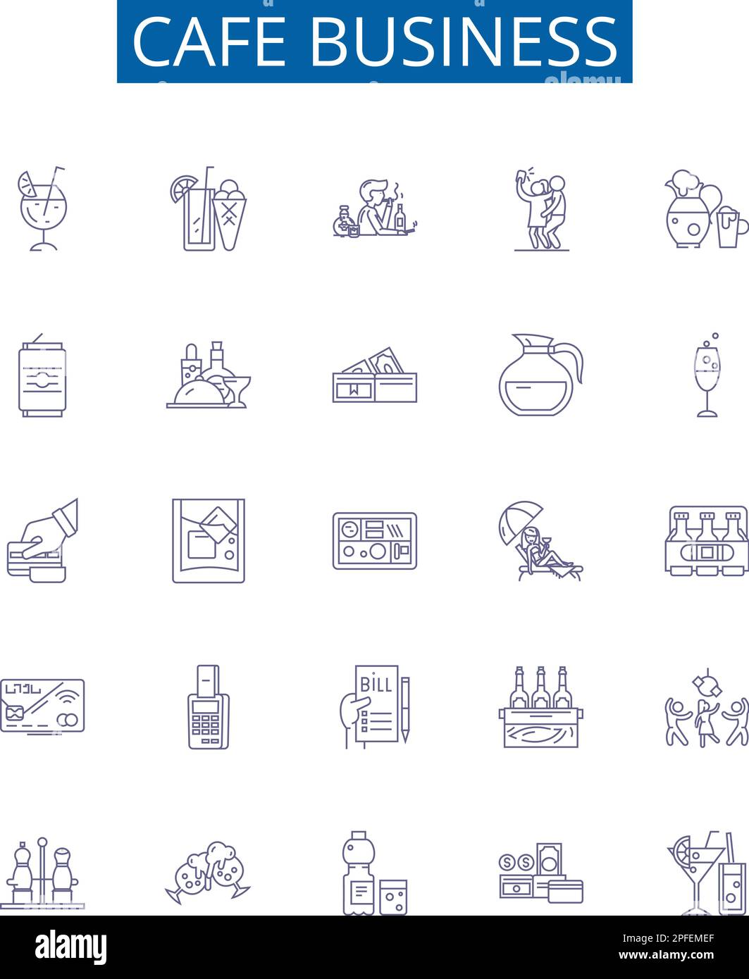 Cafe business line icons signs set. Design collection of cafe, business, entrepreneurship ...