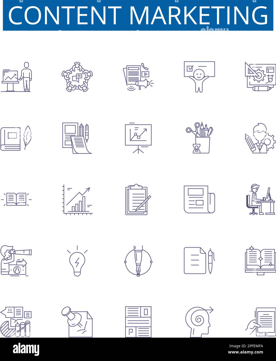 Content marketing line icons signs set. Design collection of Content ... Content marketing line icons signs set. Design collection of Content ...