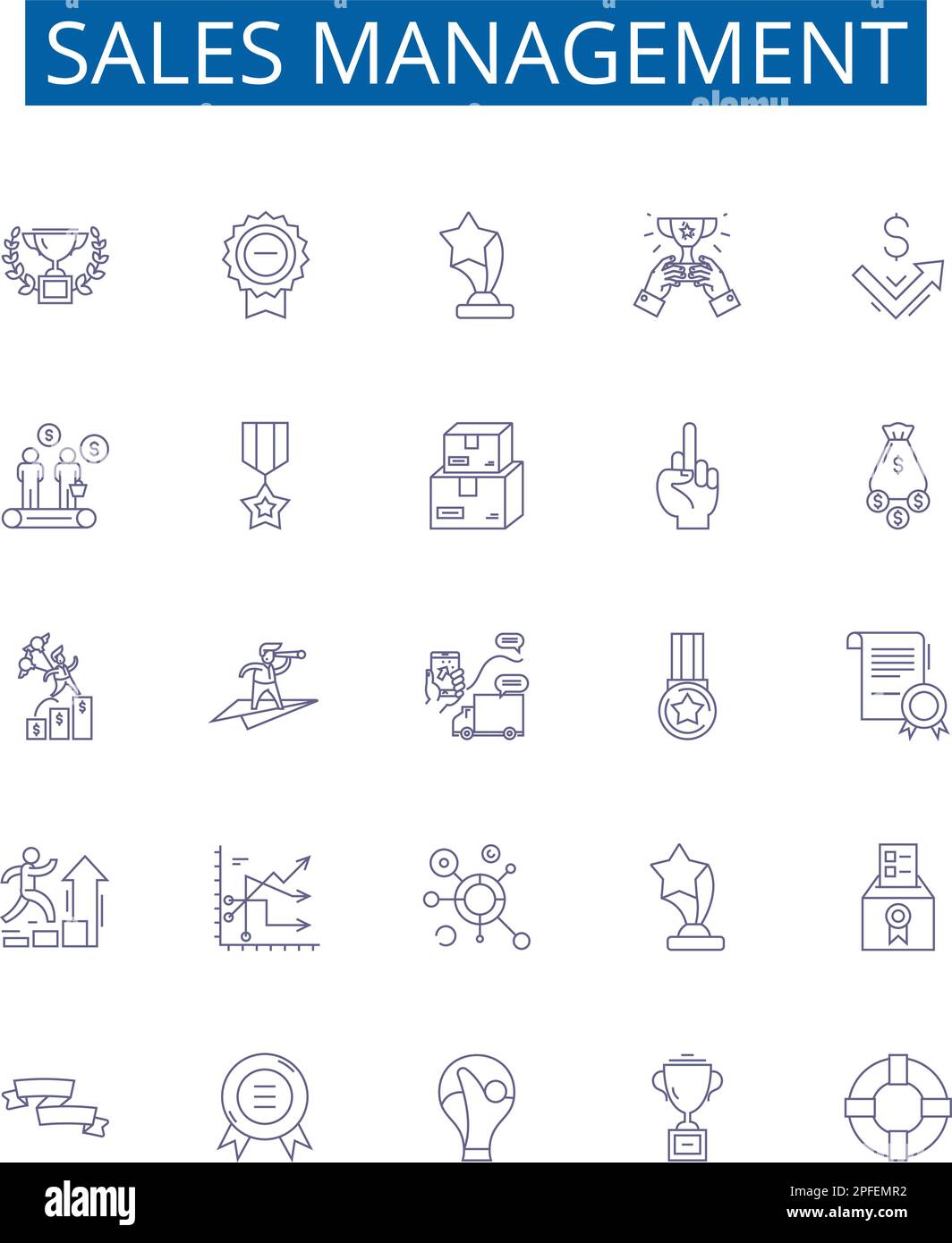 Sales management line icons signs set. Design collection of Marketing ...