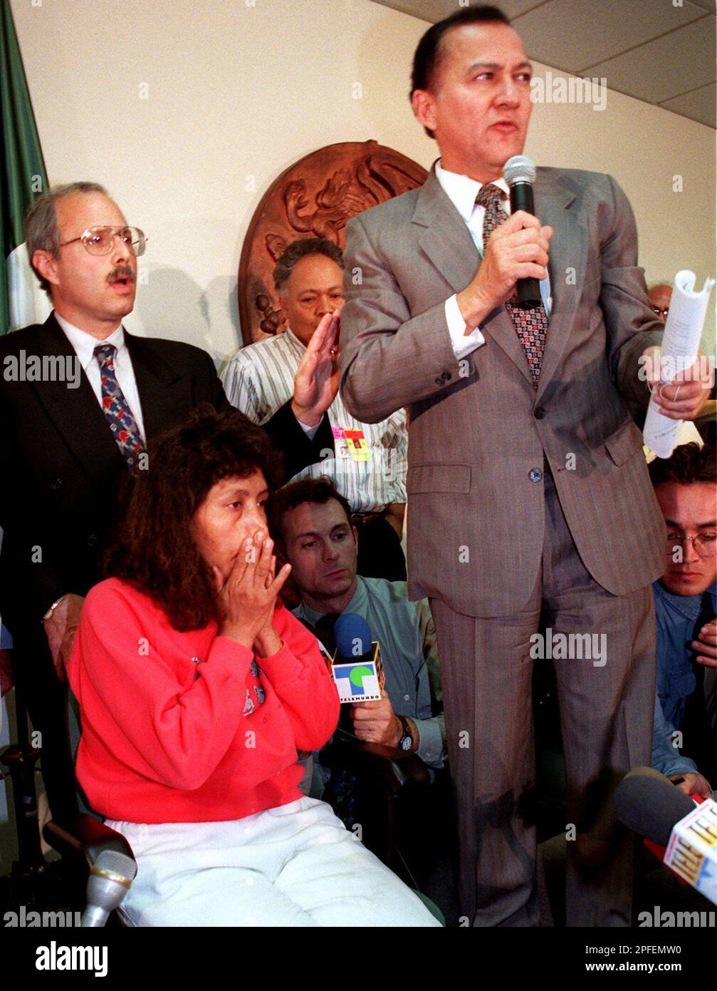Leticia Gonzalez, 32, cries as she is presented by Mexico's Consul ...