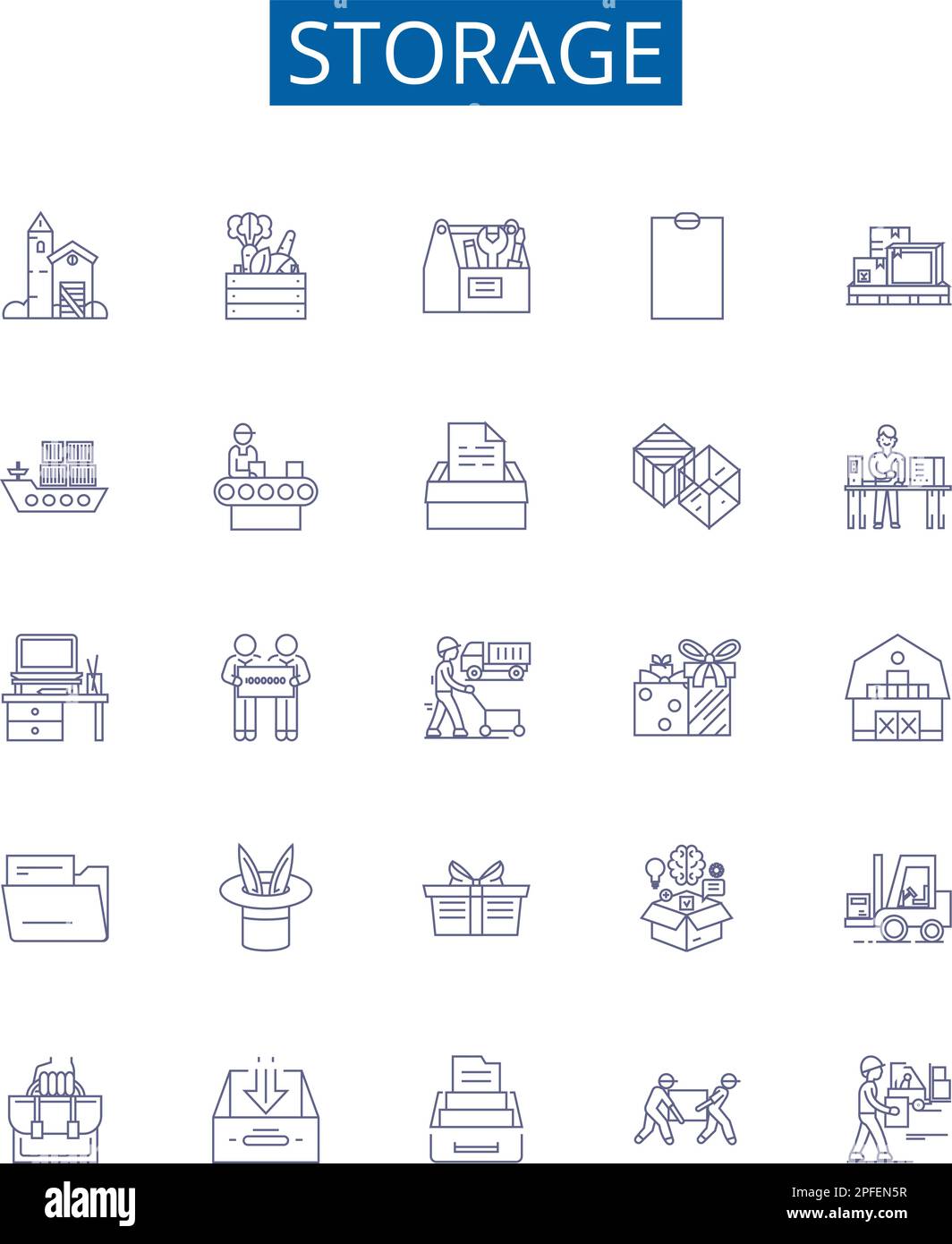 Storage Line Icons Signs Set Design Collection Of Storage Preservation Stocking Stockpiling